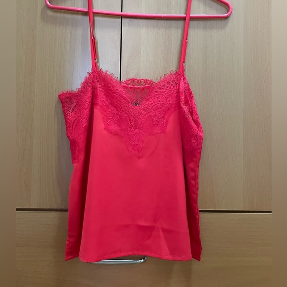 Lulus | Tops | Lulus Red Satin Lace Cami Xs | Poshmark